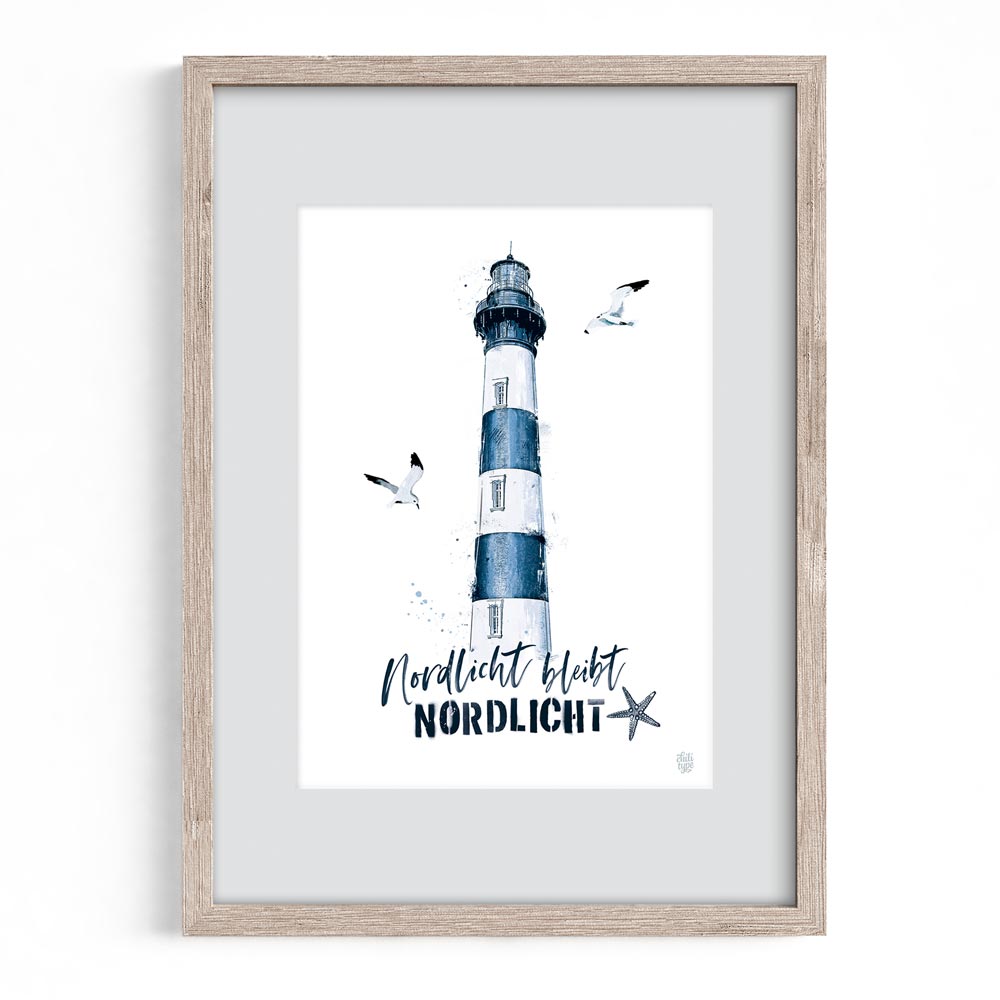 Poster maritim "Nordlicht" mit Passepartout | A4-Format | Mattes ...