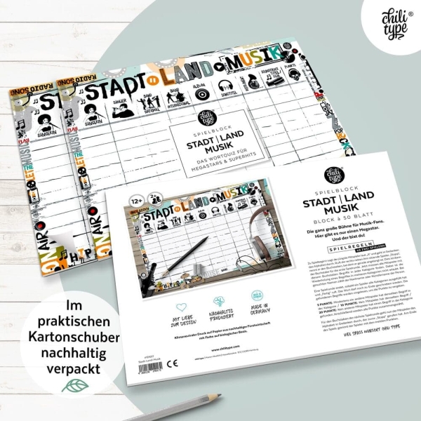 Stadt Land Fluss Spiel mit Musik Kategorien | chili type