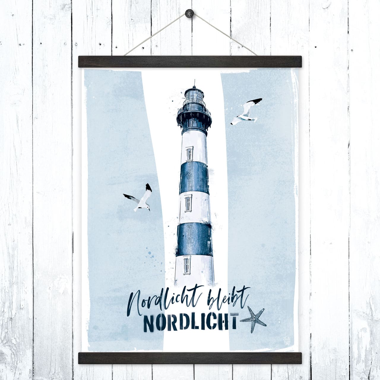 Kunstdruck maritim | Leuchtturm | Nordlicht | chili type