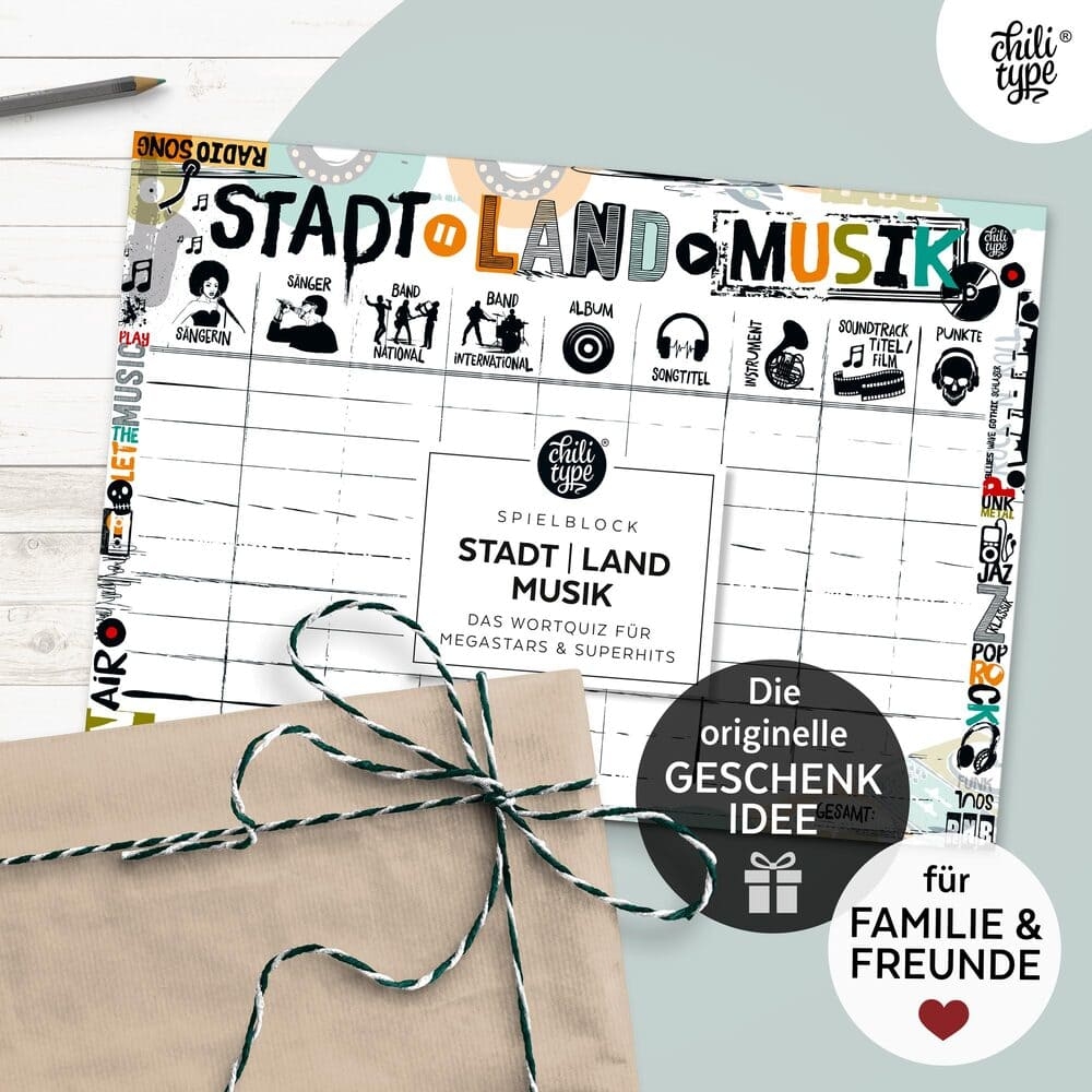 Stadt Land Fluss Spiel mit Musik Kategorien | chili type